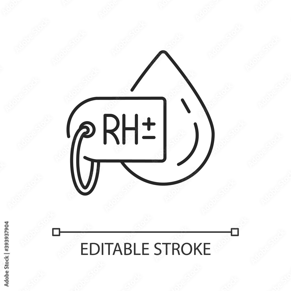 Blood group test linear icon. RH factor type determination. Medical ...