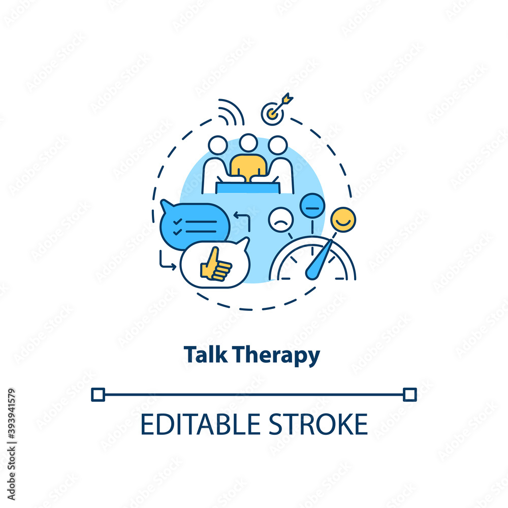 Talk therapy concept icon. SAD treatment idea thin line illustration ...