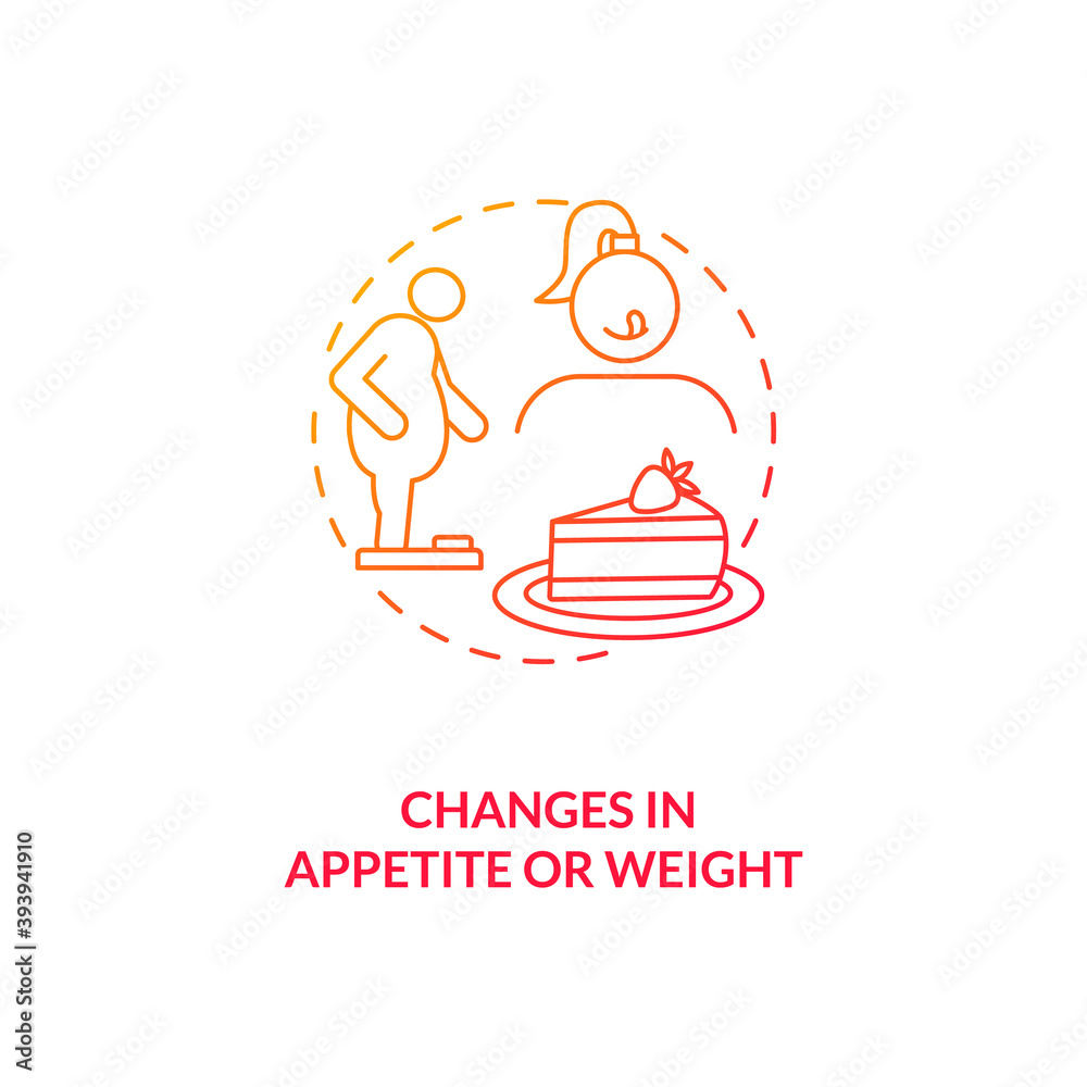 Vecteur Stock Changes in appetite and weight concept icon. SAD symptom ...
