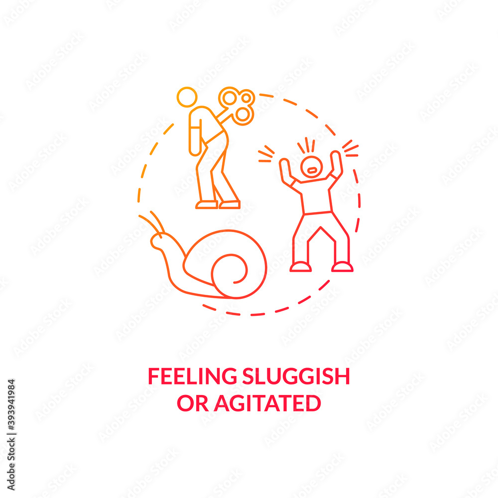 Feeling sluggish and agitated concept icon. SAD symptom idea thin line ...