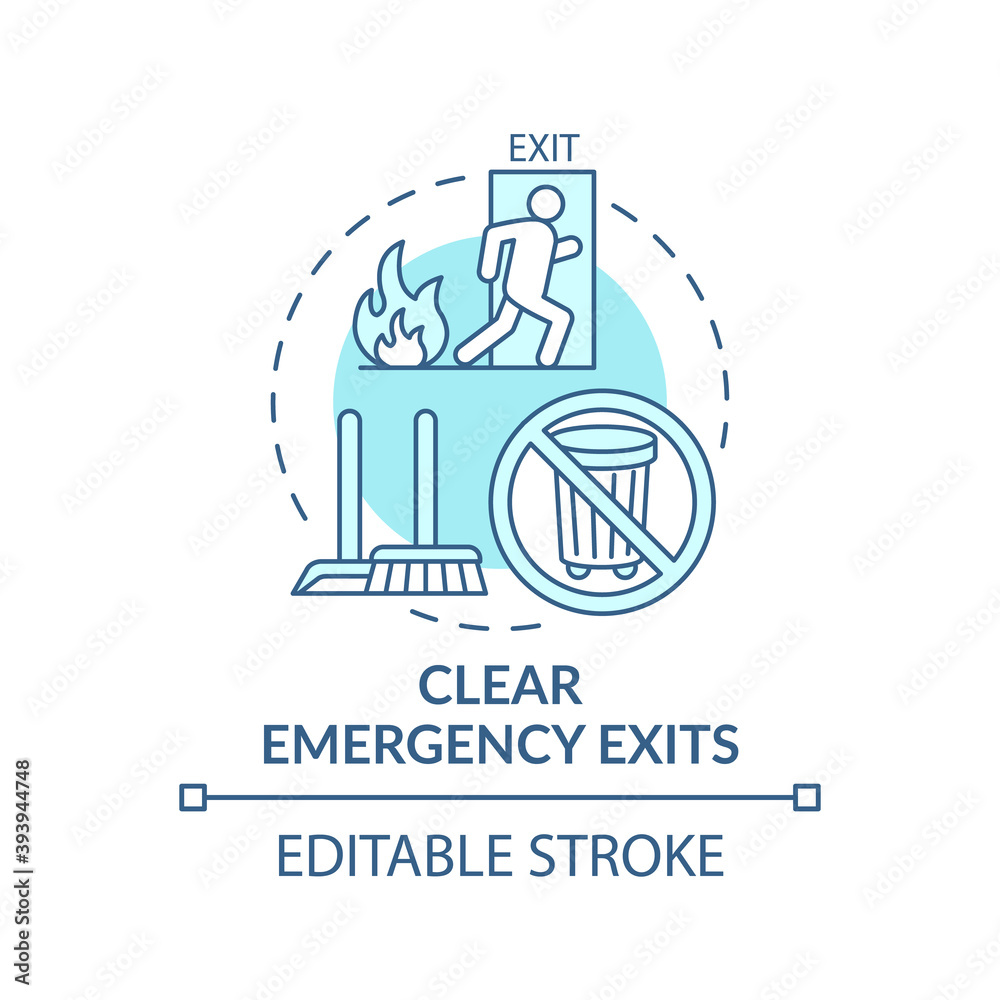 Clear emergency exits concept icon. Workplace safety elements. Keep ...