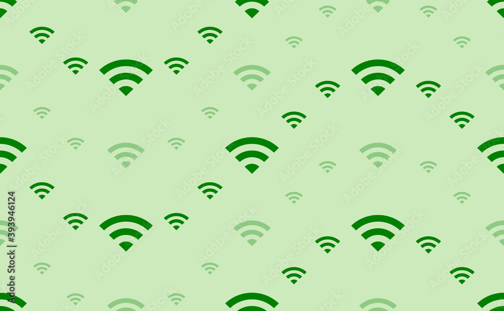 Seamless pattern of large and small green wifi symbols. The elements ...