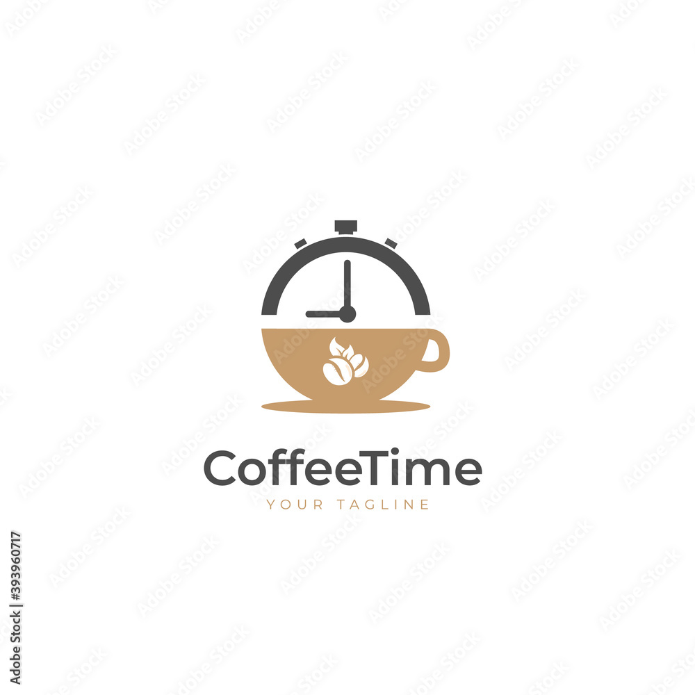 Coffee Time Logo Design Symbol Template Flat Style Vector Illustration ...