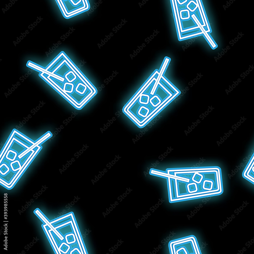 Seamless pattern, texture abstract neon bright glowing glowing blue ...