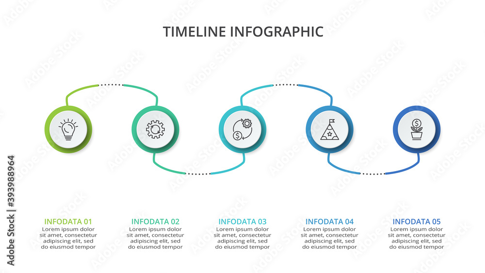 Timeline with 5 elements, infographic template for web, business ...