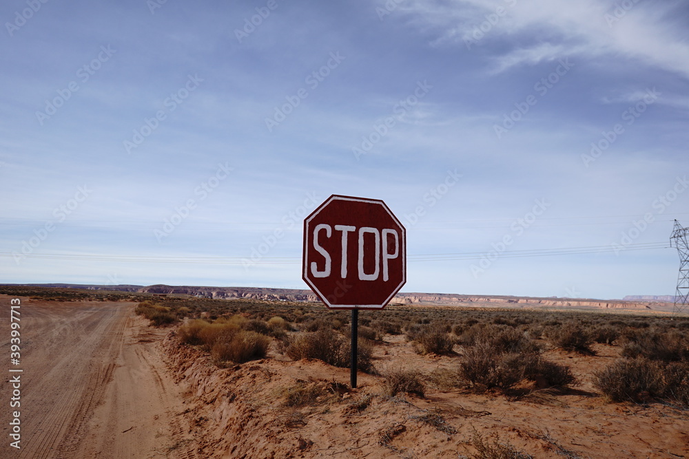 stop sign in the desert Stock Photo | Adobe Stock