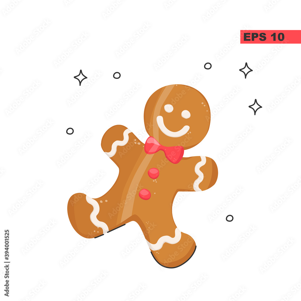 Hand drawn gingerbread man isolated on a white background. Human-shaped ...