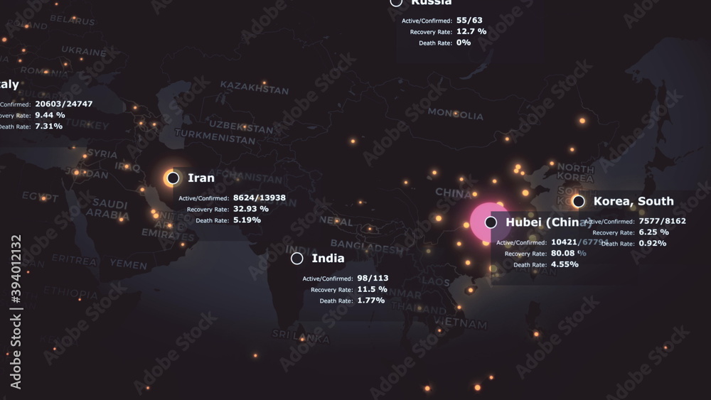 World map of spreading coronavirus COVID 19 pandemic with country ...