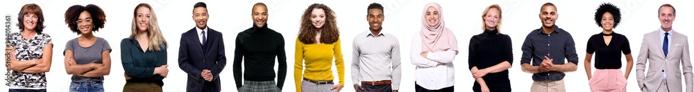 Beautiful happy people in front of a background Stock Photo | Adobe Stock
