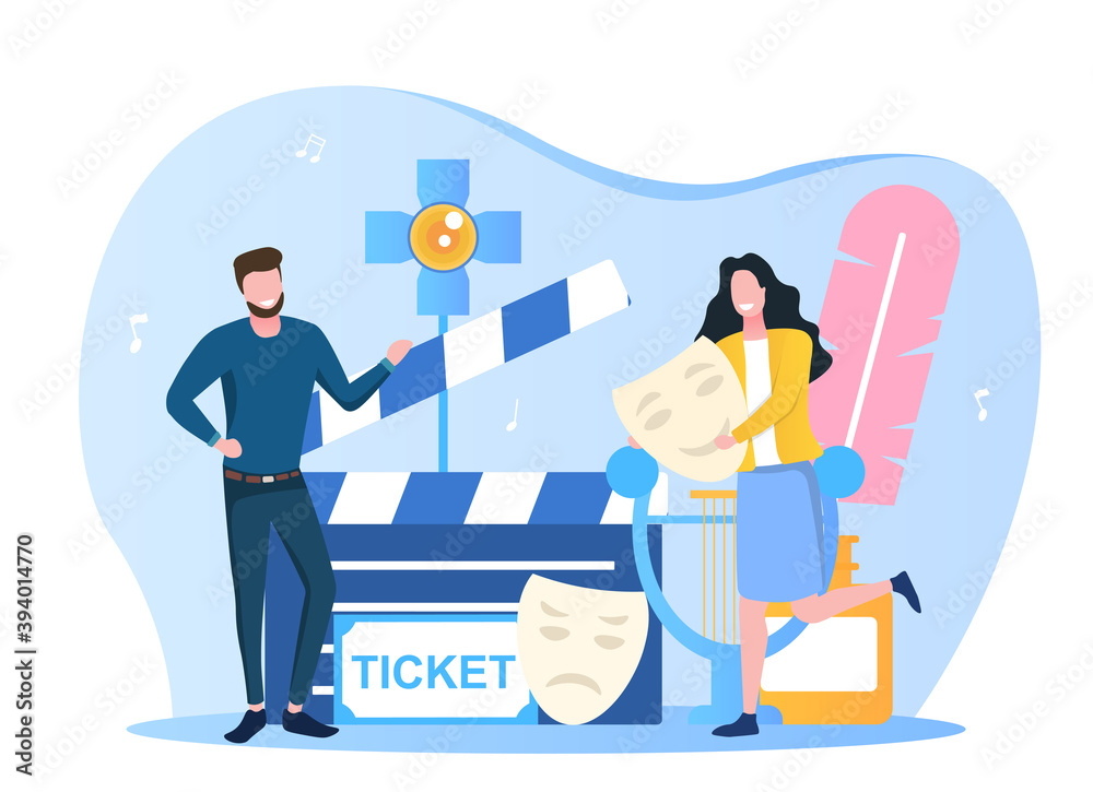 Man and woman representing dramatic art. Abstract concept of promoting ...