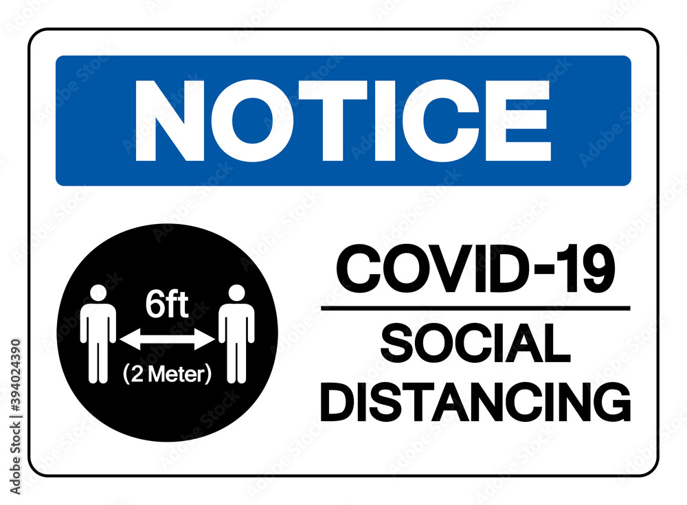 Notice Covid-19 Social Distancing 6ft Symbol, Vector Illustration ...