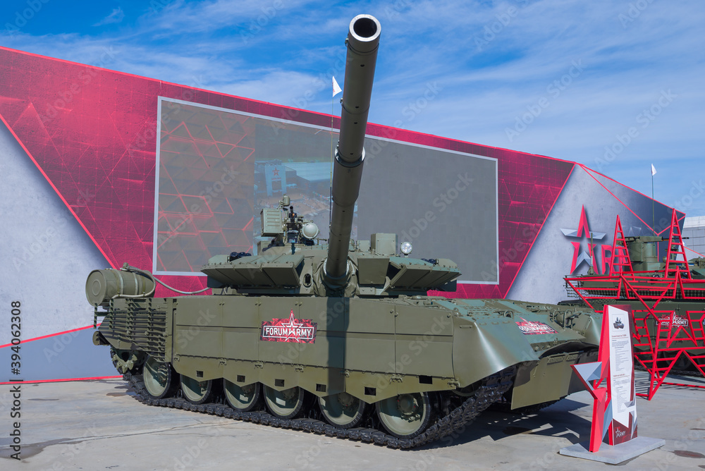 MOSCOW REGION, RUSSIA - AUGUST 27, 2020: Upgraded main tank T-80BVM on ...