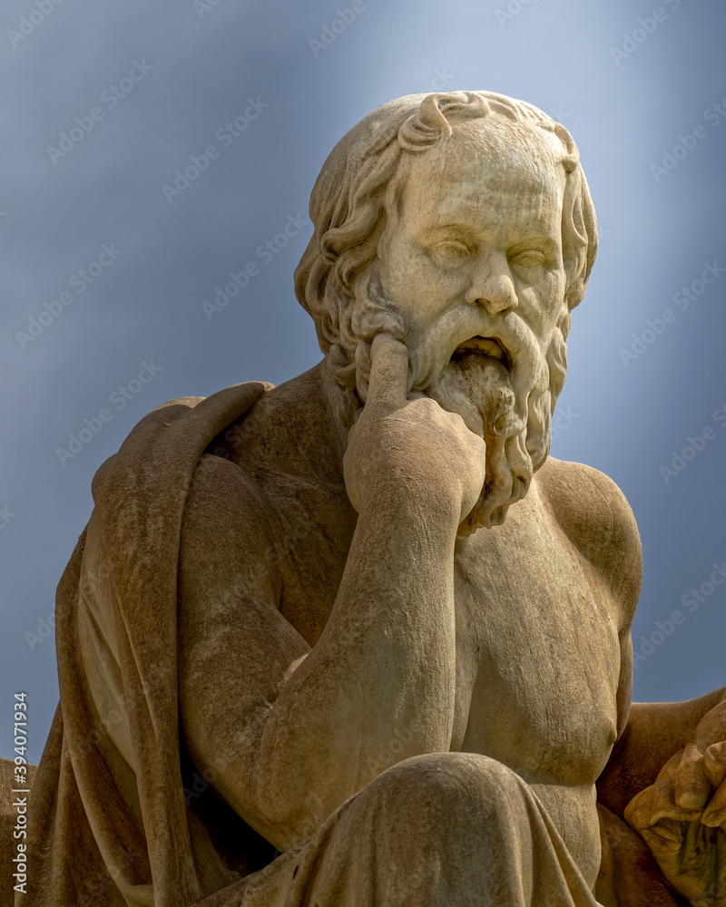 Socrates statue, the ancient Greek philosopher on sky background ...