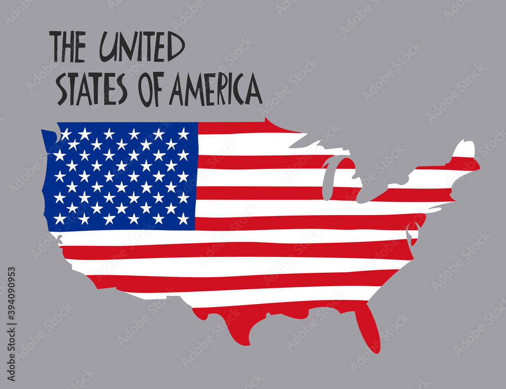 Vector hand drawn stylized map of The United States of America with ...