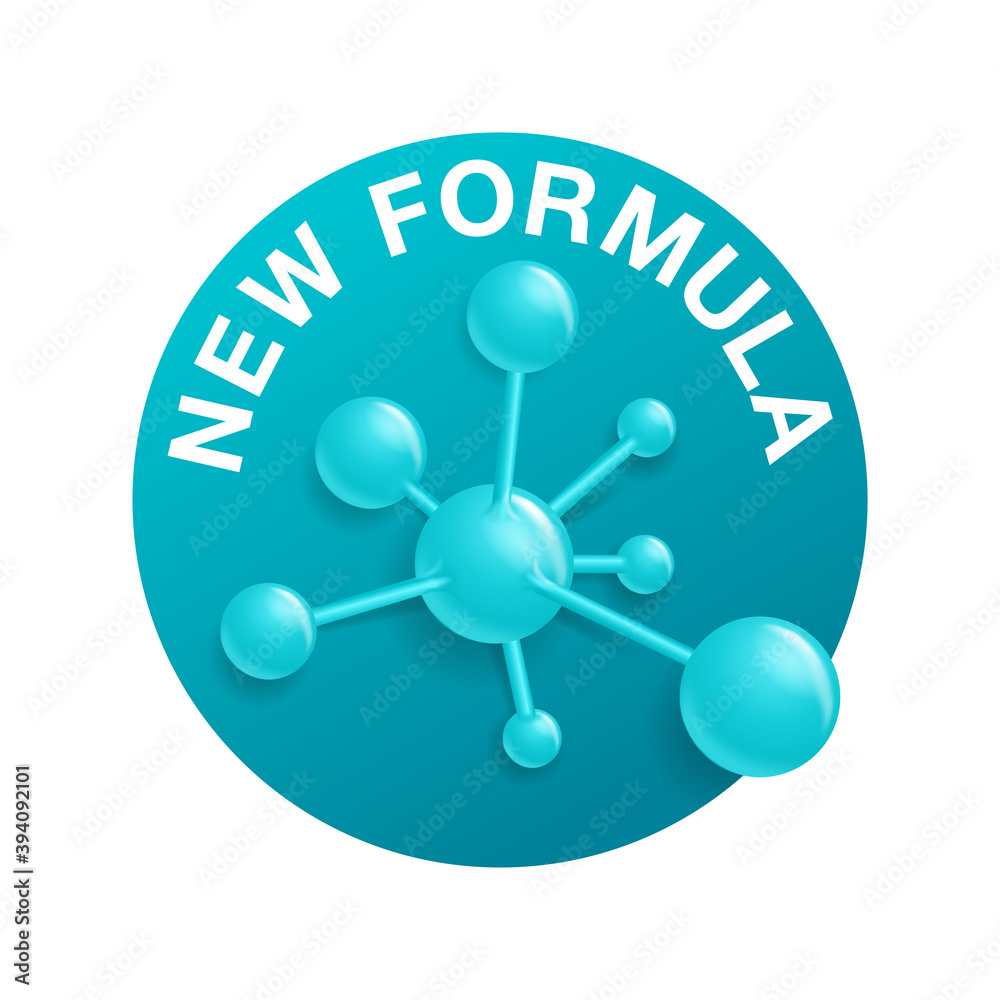 New Formula 3D icon in circular form with molecular cell inside ...