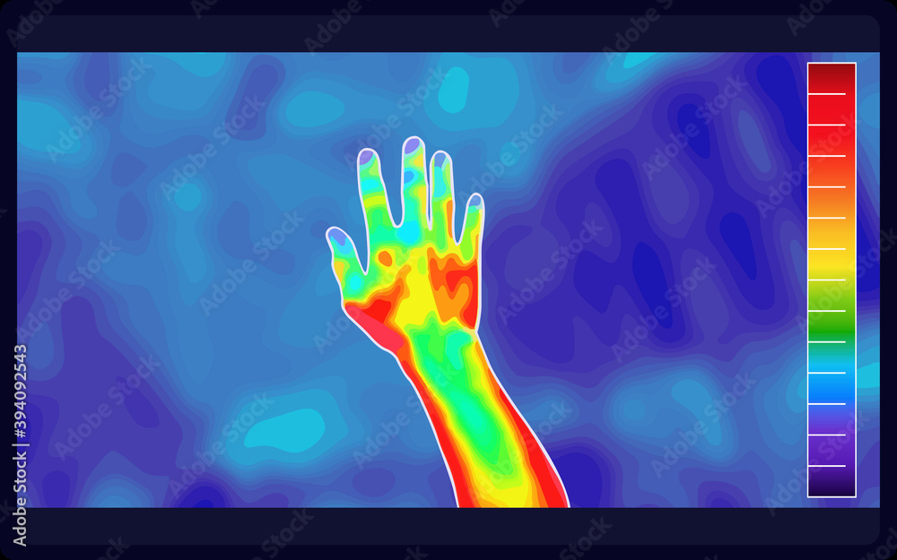 Illustration vector graphic of thermal Image Scanning Human hands and ...