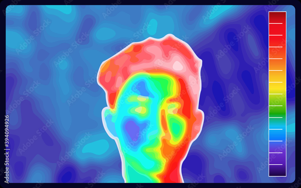 Vector graphic of Thermographic image of a man face showing different ...