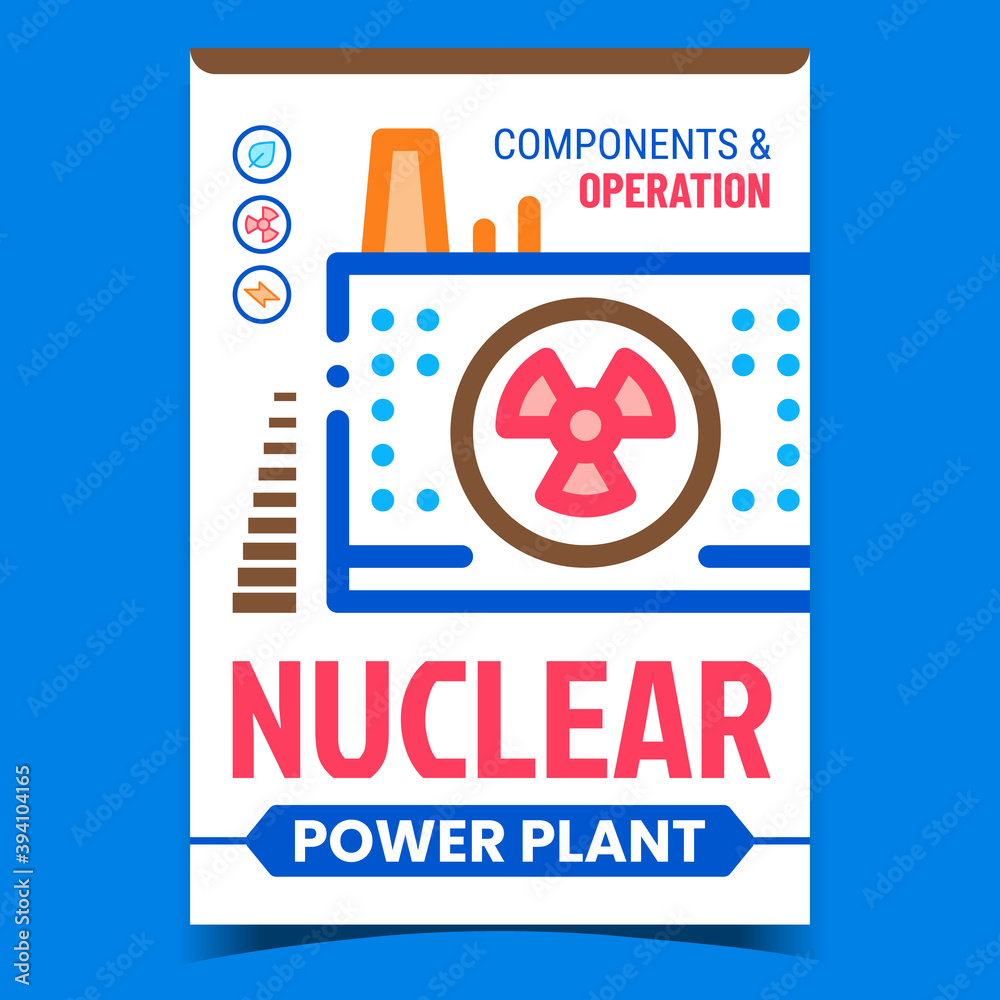 Vecteur Stock Nuclear Power Plant Creative Promo Banner Vector. Nuclear ...