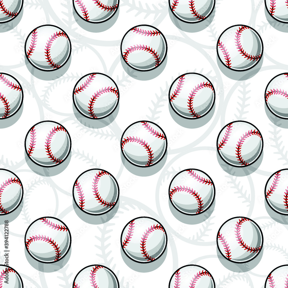 Seamless pattern with baseball softball ball graphics. Vector ...