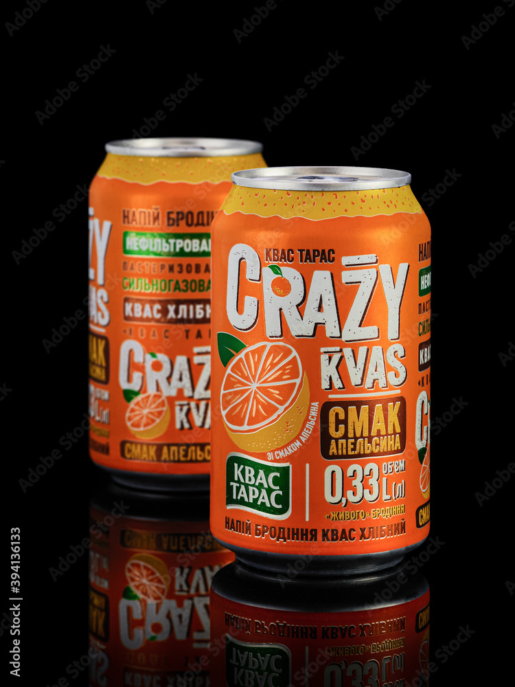 Kiev, Ukraine - August 17, 2020: Traditional drink white kvass taras in ...