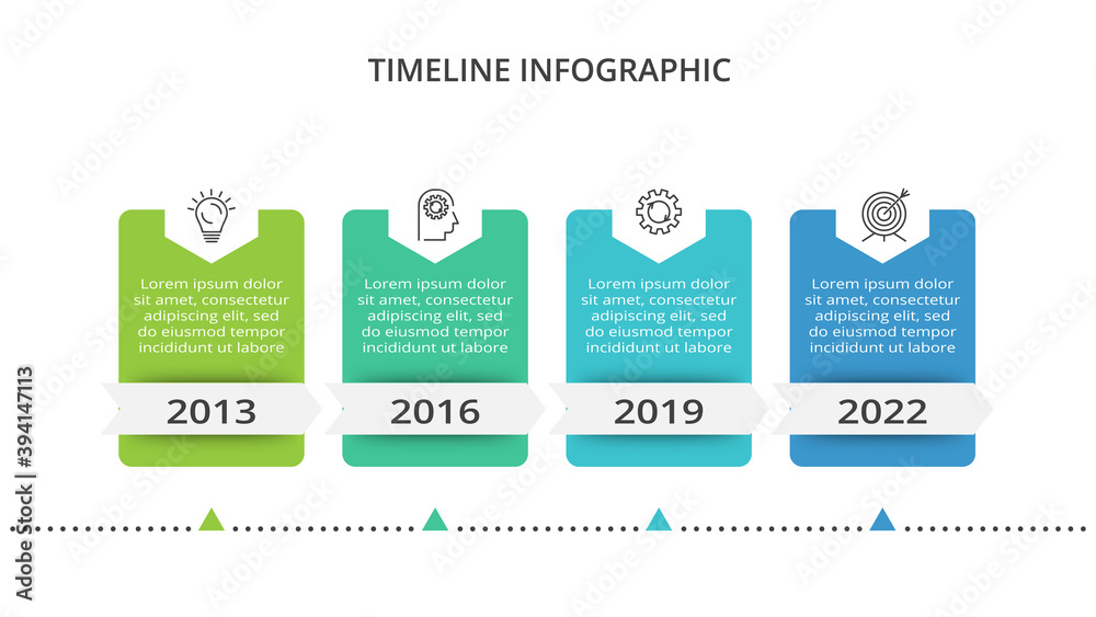 Timeline with 4 elements, infographic template for web, business ...