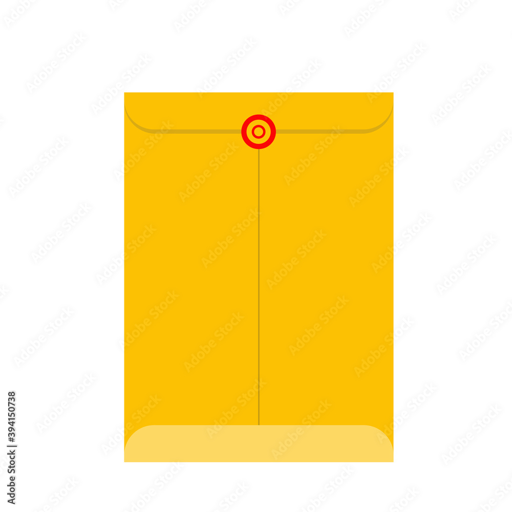 Kraft paper envelope folder isolated on white background, realistic ...