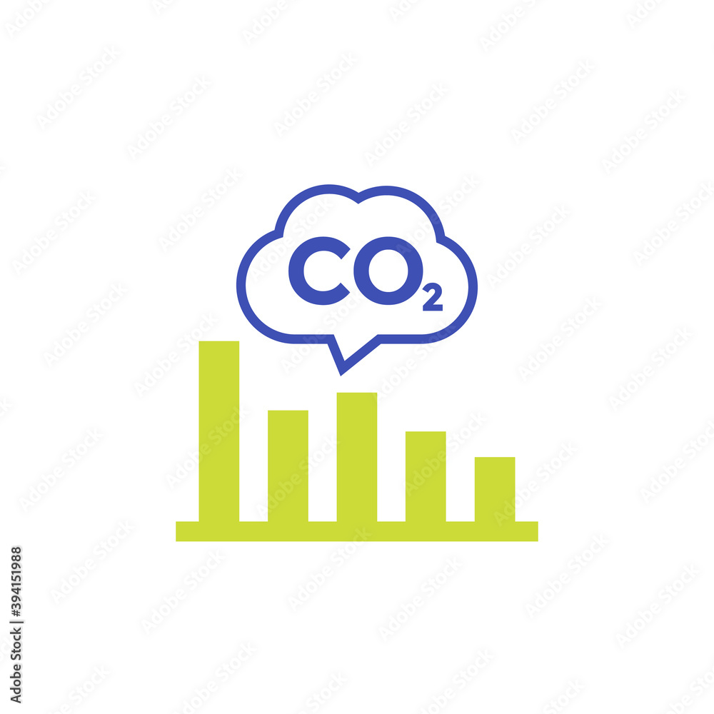 co2, carbon emissions levels chart icon, vector Stock Vector | Adobe Stock
