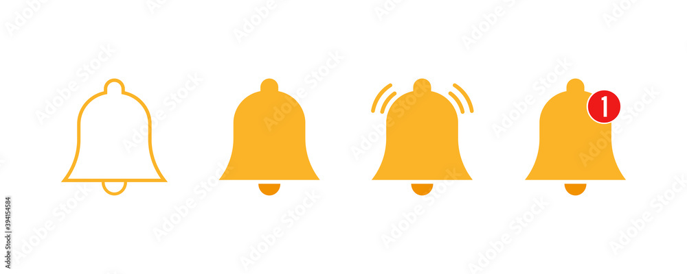 Notification bell icons .Vector illustration on white background. Set ...