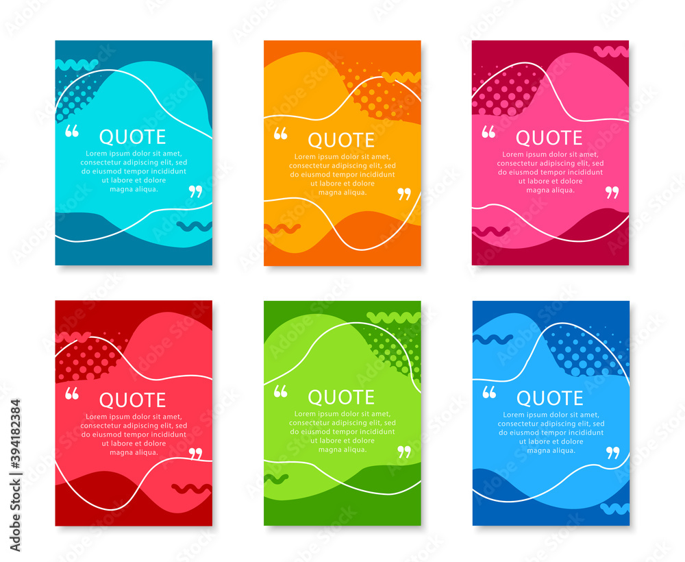 Quote box frame set. Colored empty quotes boxes. Abstract liquid ...