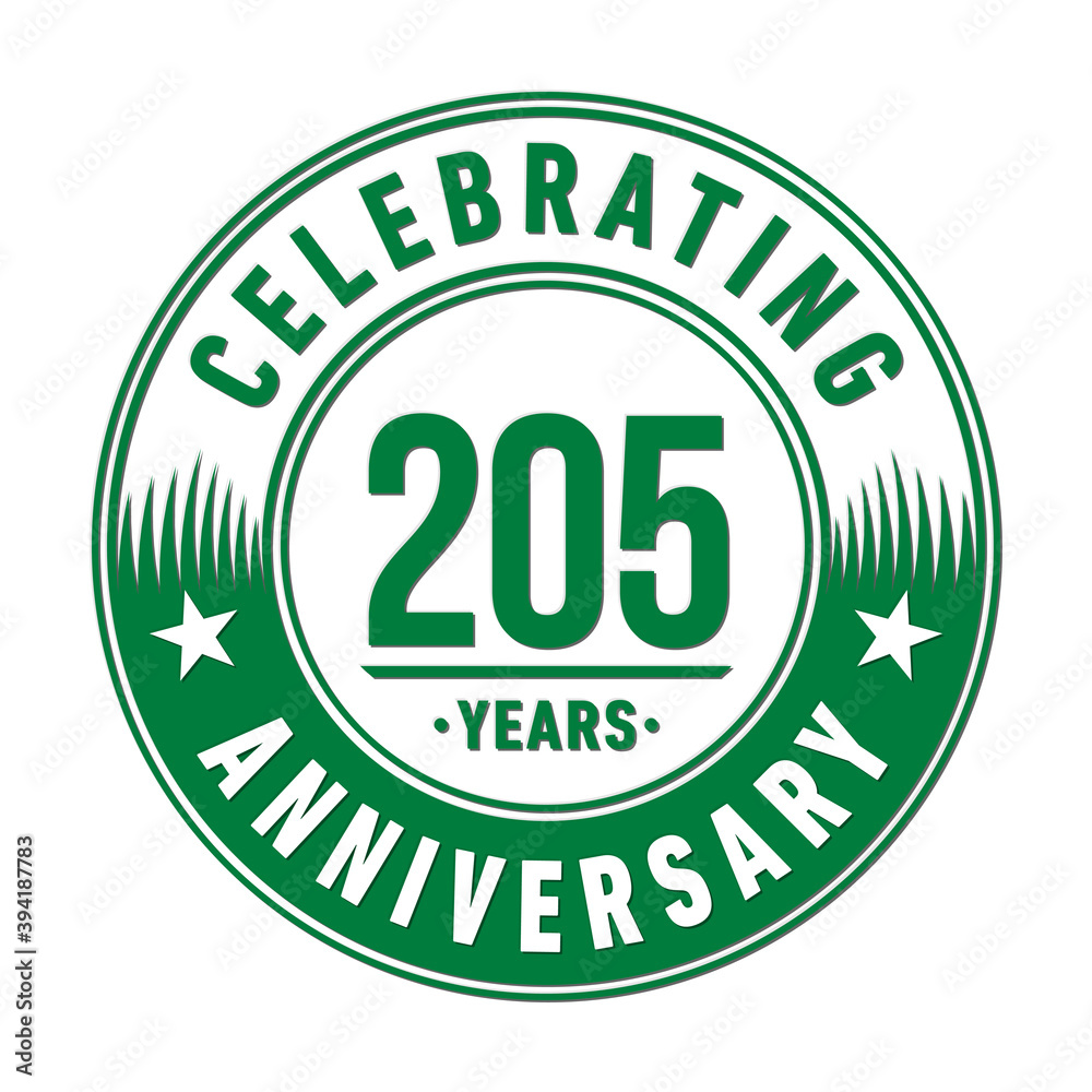 205 years anniversary logo template. 205th years anniversary ...