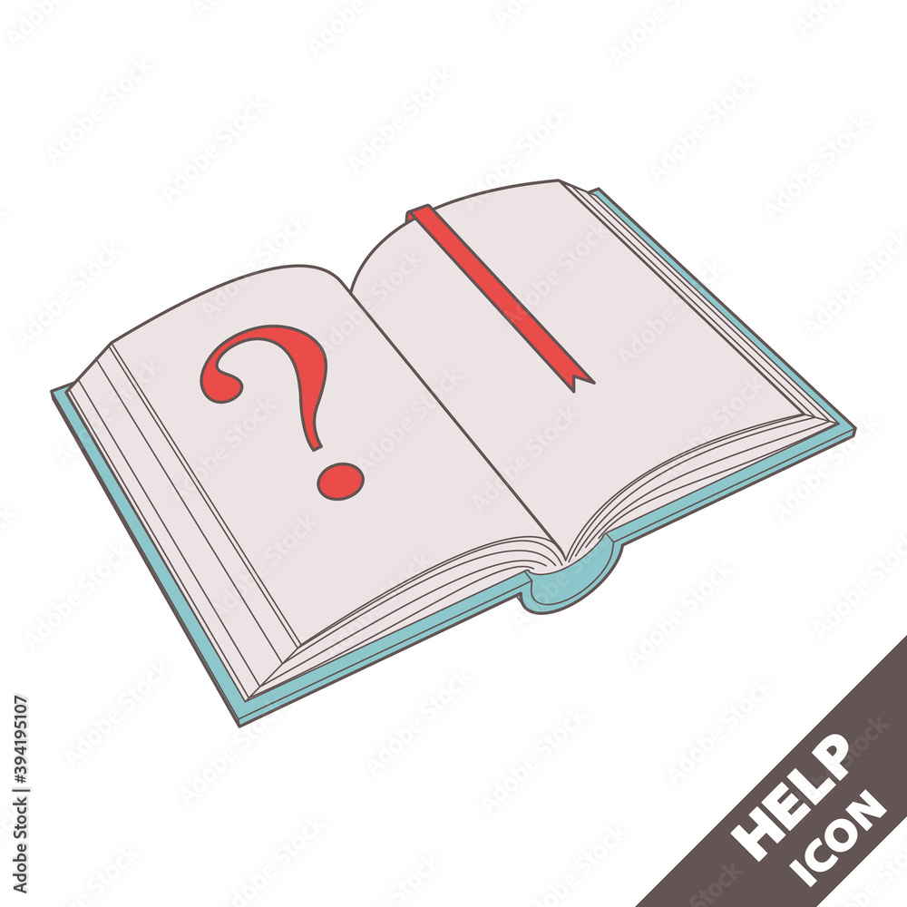 Open book and a question mark 3D vector icon in flat style. Stock ...