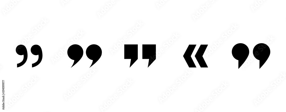 Quotes icons set. Black quotation marks isolated on white background ...