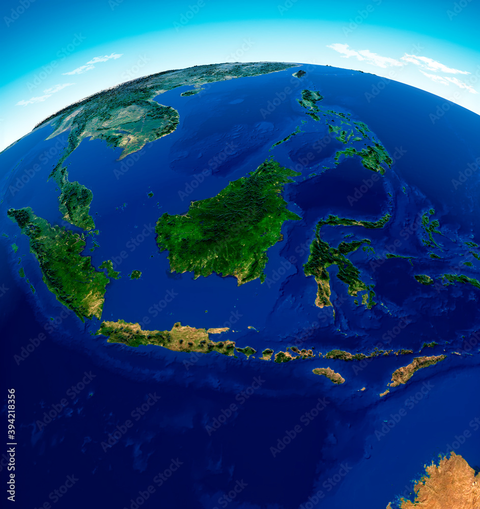 Globe map of the Indonesia, physical map Southeast Asia, map with ...