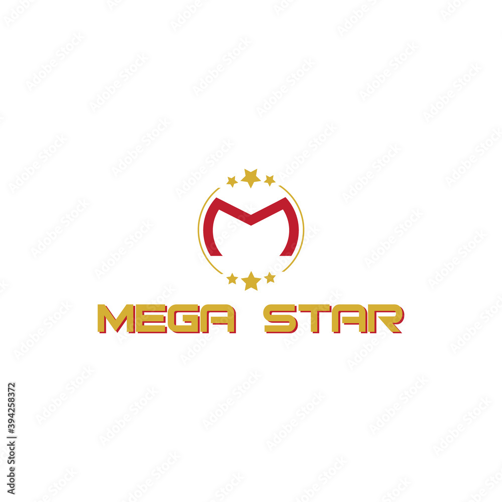 M letter, m letter logo vector, star logo, mega star logo vector ...