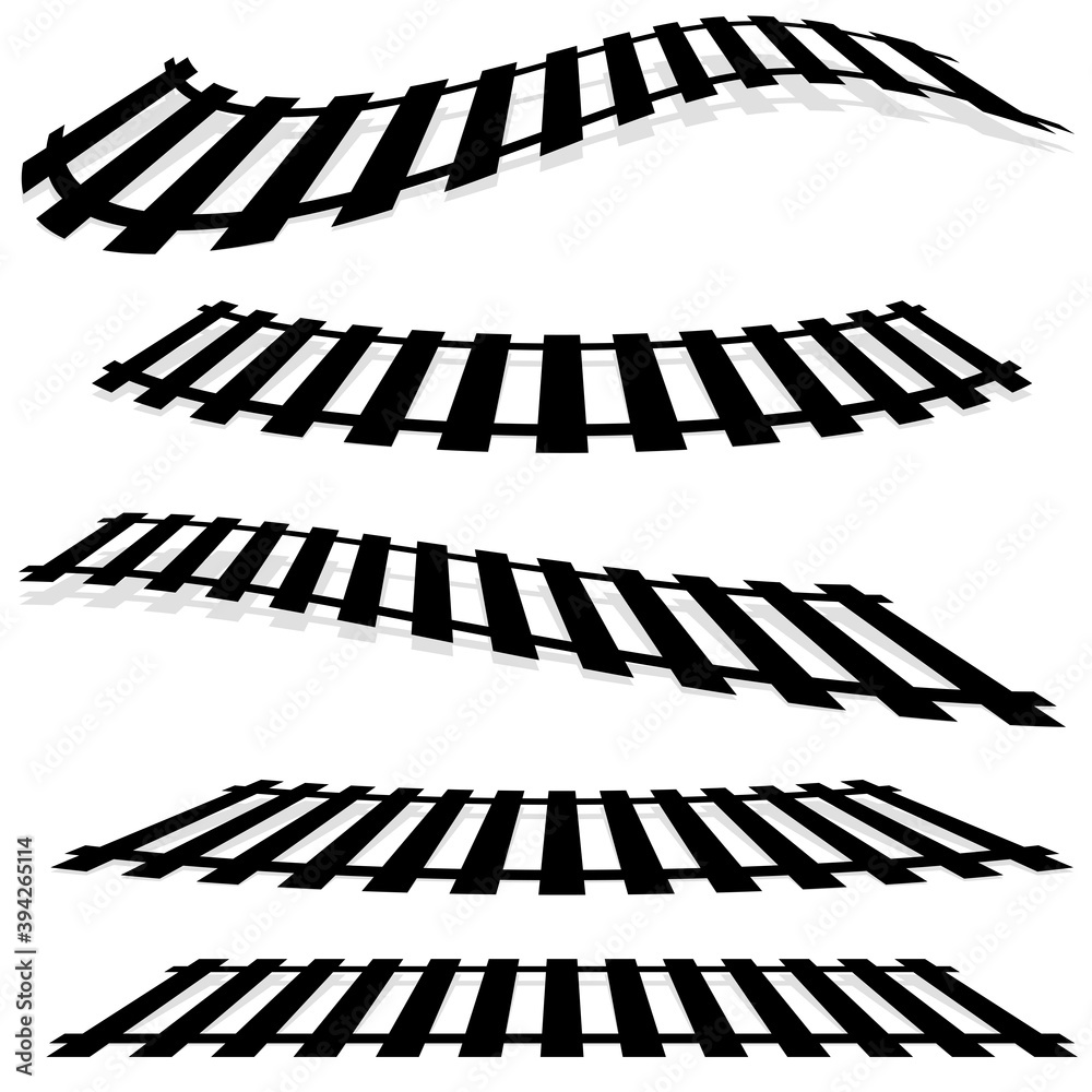 Railroad, Train track, Railway contour, silhouette vector. Tramway ...
