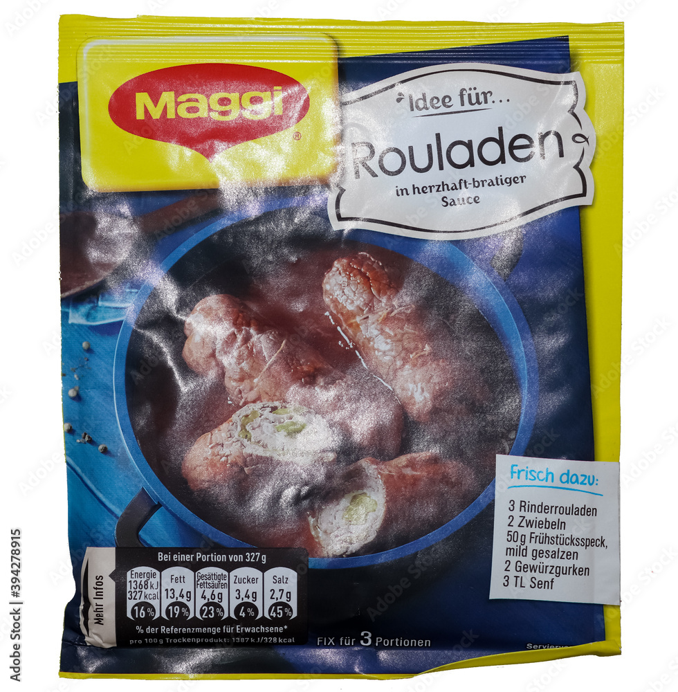 German Maggi instant products on a white background owned by Nestle ...