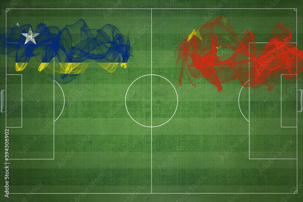 Curacao vs China Soccer Match, national colors, national flags, soccer ...
