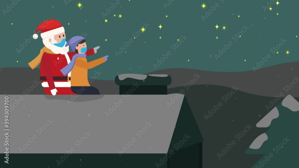 Little boy and santa claus look at starry on night sky Stock Video ...