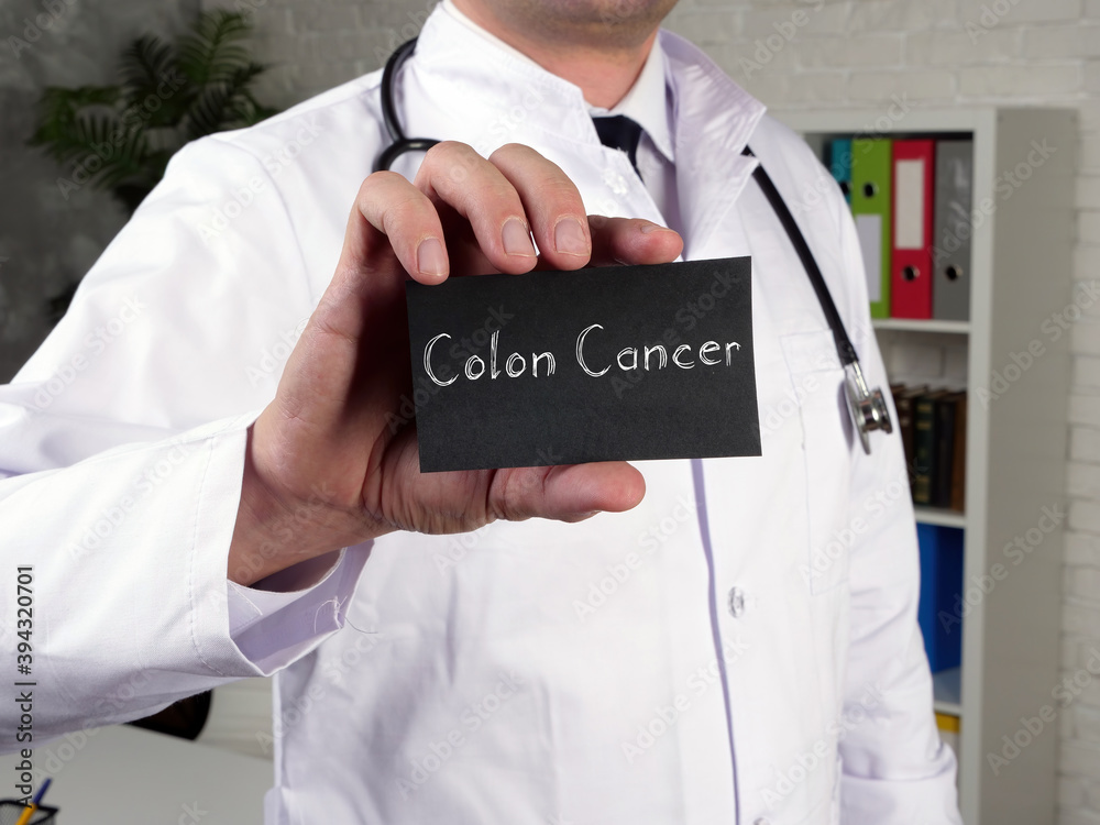 Health care concept meaning Colon Cancer with phrase on the sheet ...
