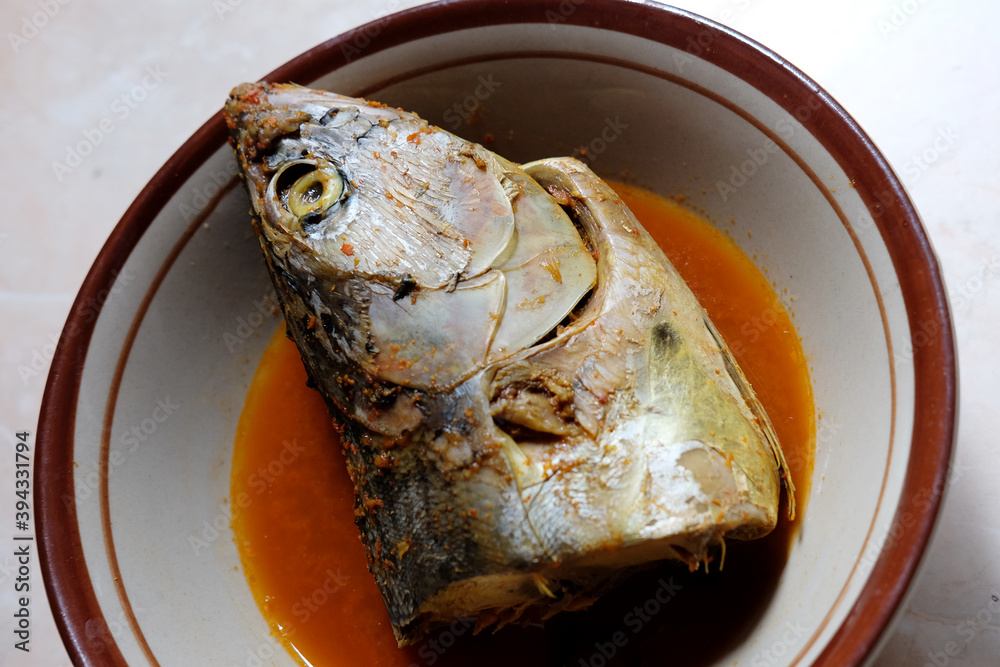 Sour and Spicy Tuna Fish Head or "Asam Pedas", a popular dish from a ...