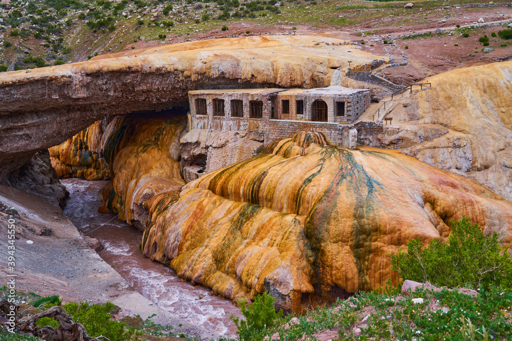 Puente del Inca, the Inca Bridge, is a natural arch that forms a bridge ...