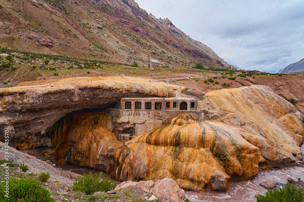 Puente del Inca, the Inca Bridge, is a natural arch that forms a bridge ...