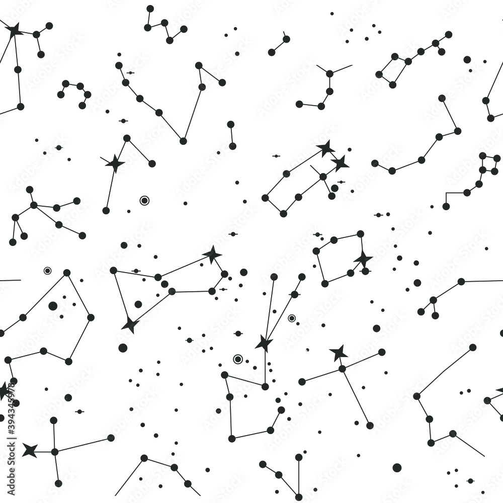 Stars element pattern. Vector seamless stellar constellation background ...