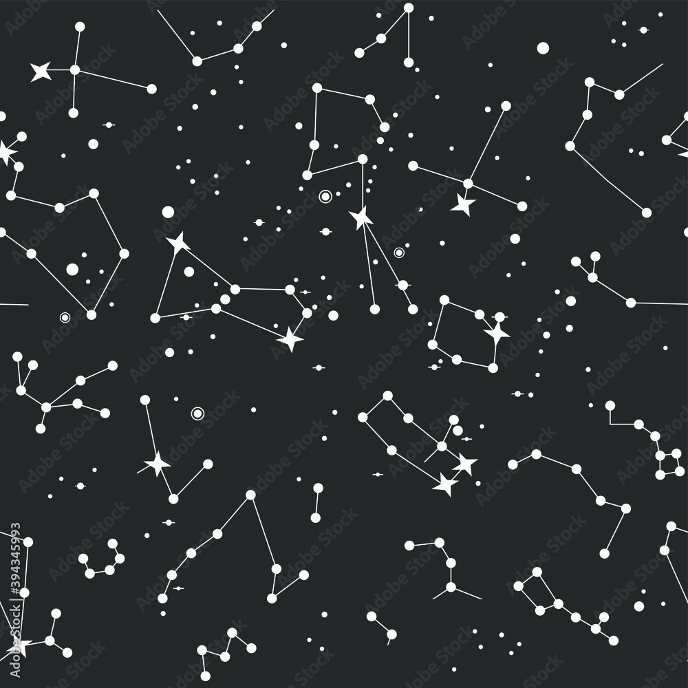 Stars element pattern. Vector seamless stellar constellation background ...