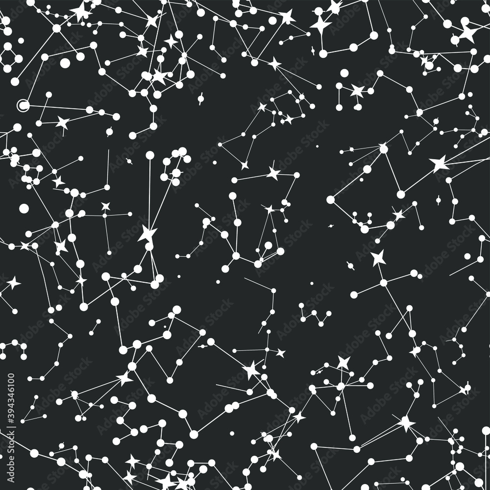 Stars element pattern. Vector seamless stellar constellation background ...