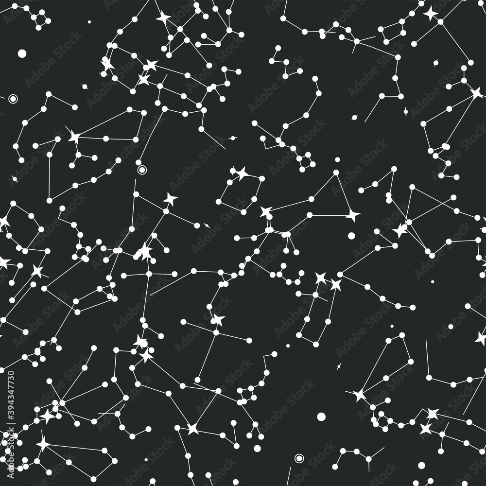 Stars element pattern. Vector seamless stellar constellation background ...