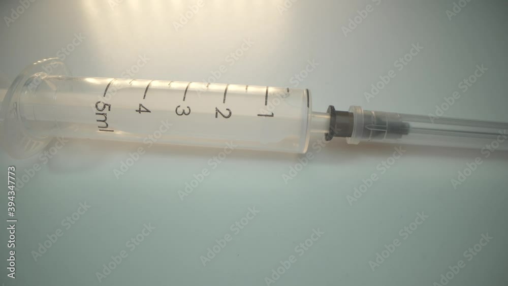Parts of medical syringe isolated on white background. Needle, syringe ...