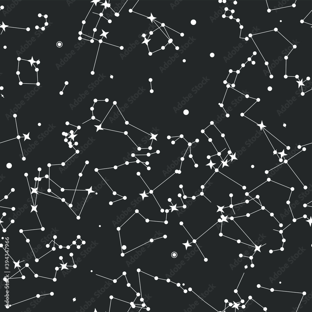 Stars element pattern. Vector seamless stellar constellation background ...