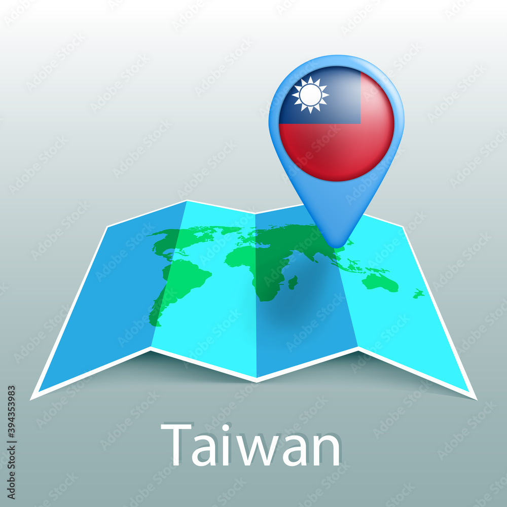 Taiwan flag world map in pin with name of country Stock Vector | Adobe ...