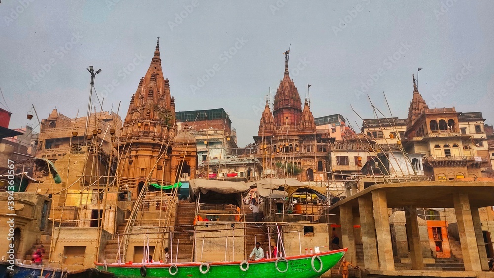 River front varanasi temple architecture Stock Photo | Adobe Stock